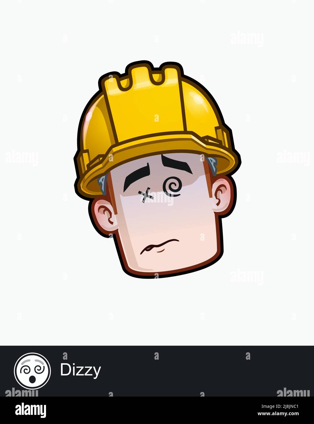 Icon of a construction worker face with Dizzy emotional expression. All ...