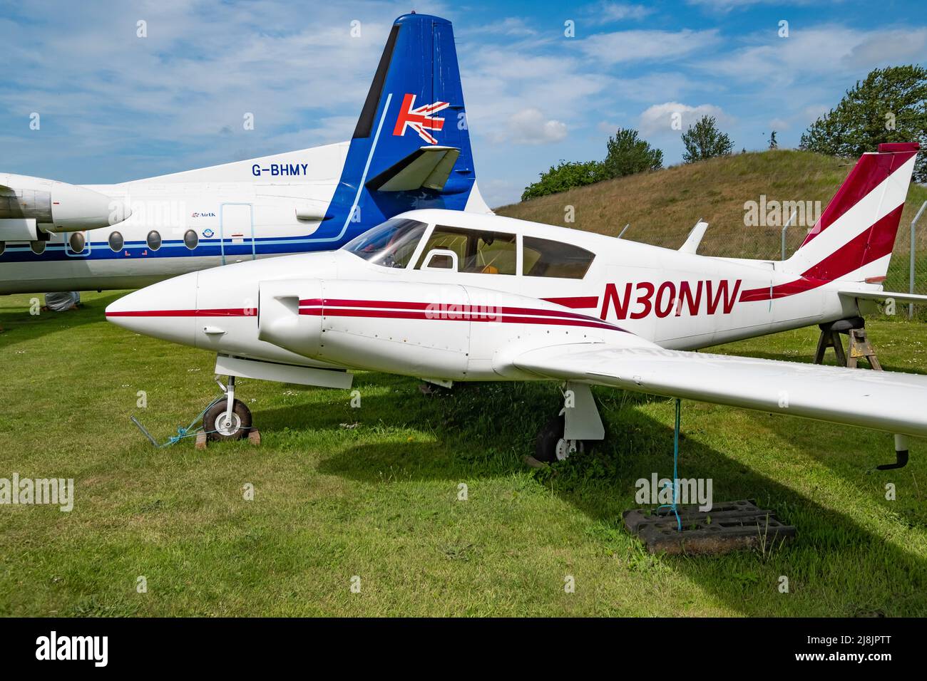 Norwich, Norfolk, UK – May 14 2022. A grounded 1965 Piper PA-30 Twin ...