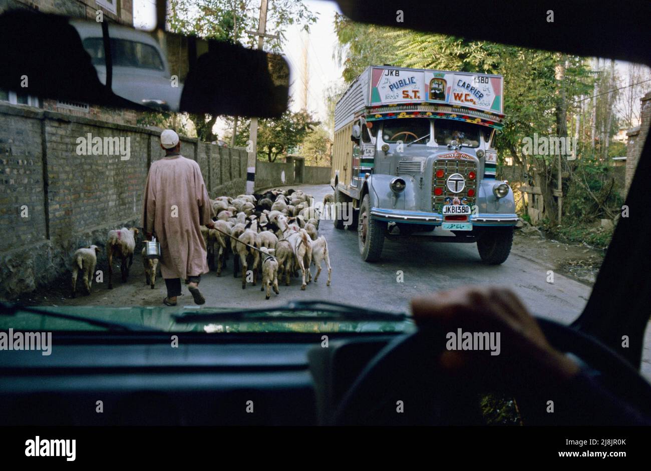 Local traffic jam in Srinagar, Kashmir 1986 Stock Photo - Alamy