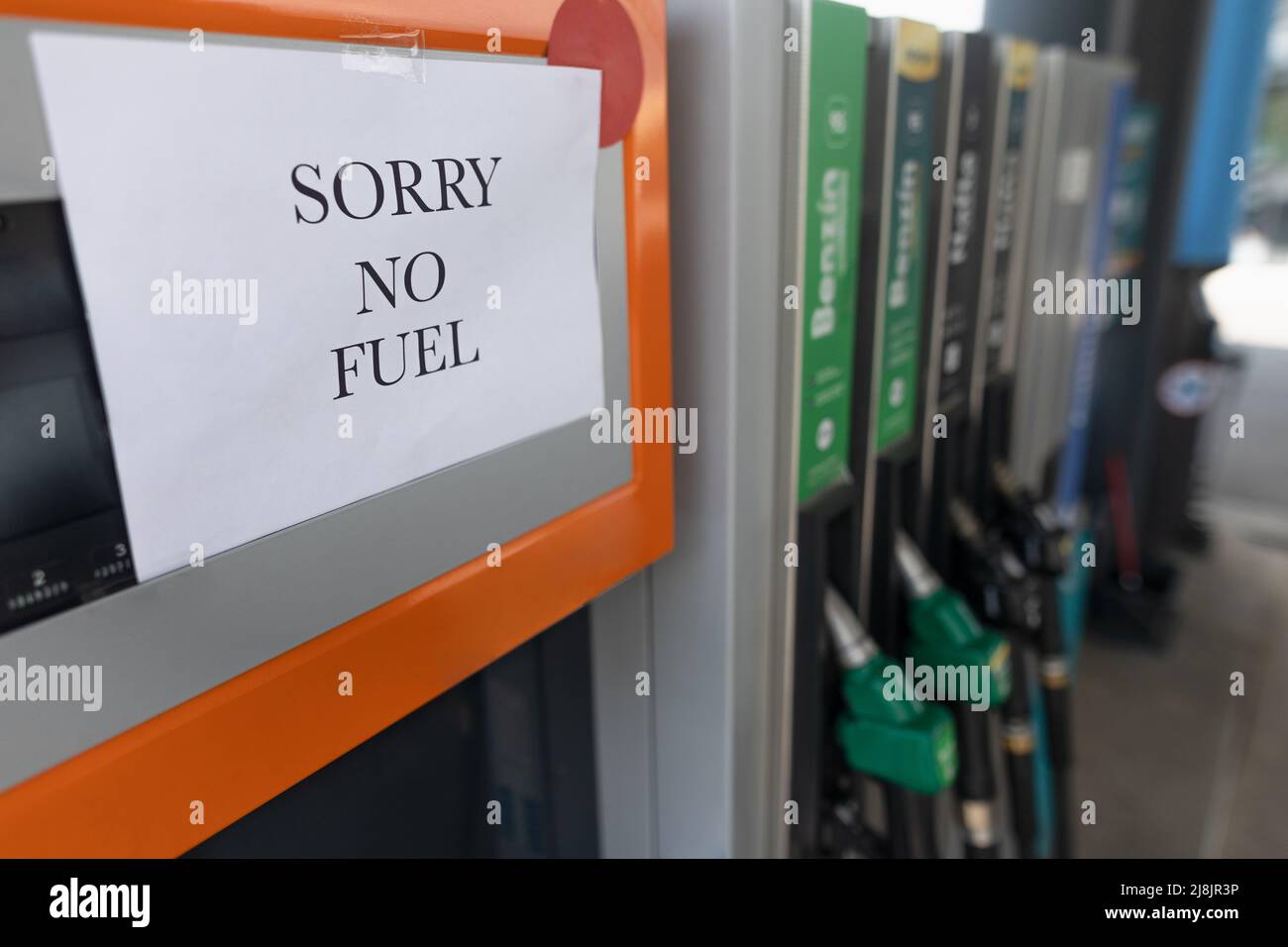 No fuel sign on petrol station due to economic crisies Stock Photo - Alamy