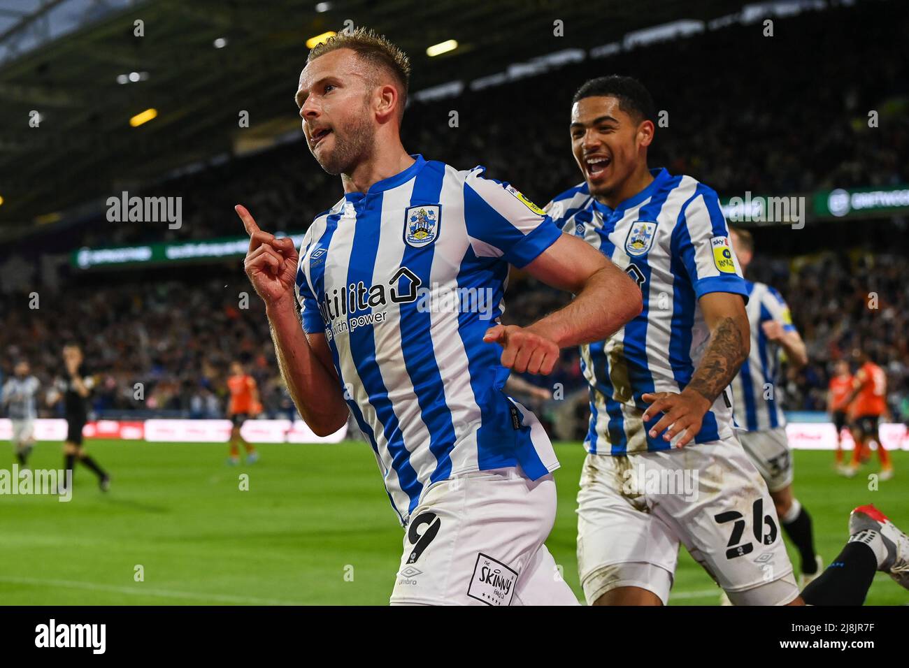 Jordan Rhodes #9 of Huddersfield Town celebrates his goal to make it 1 ...