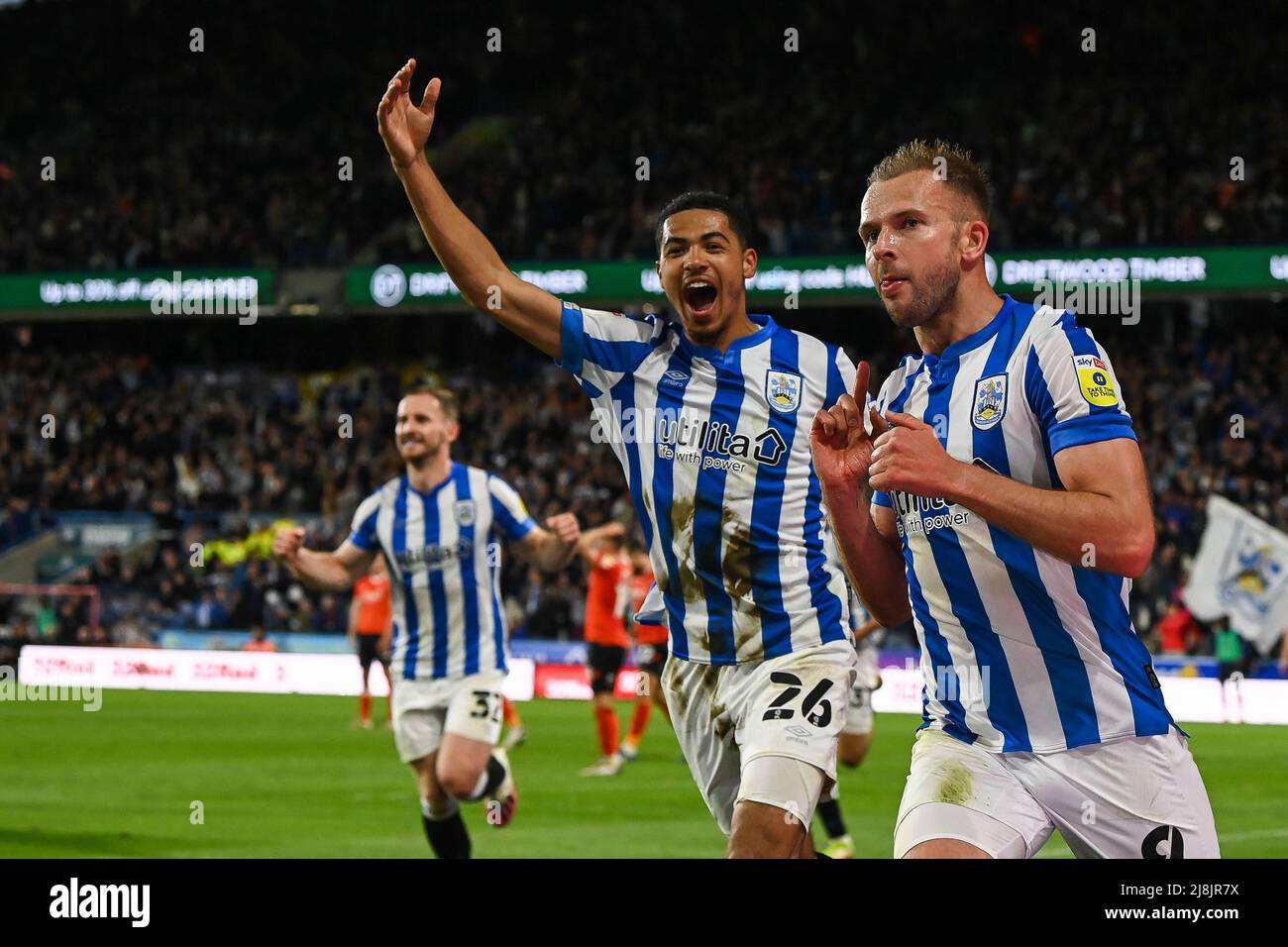 Jordan Rhodes #9 of Huddersfield Town celebrates his goal to make it 1 ...