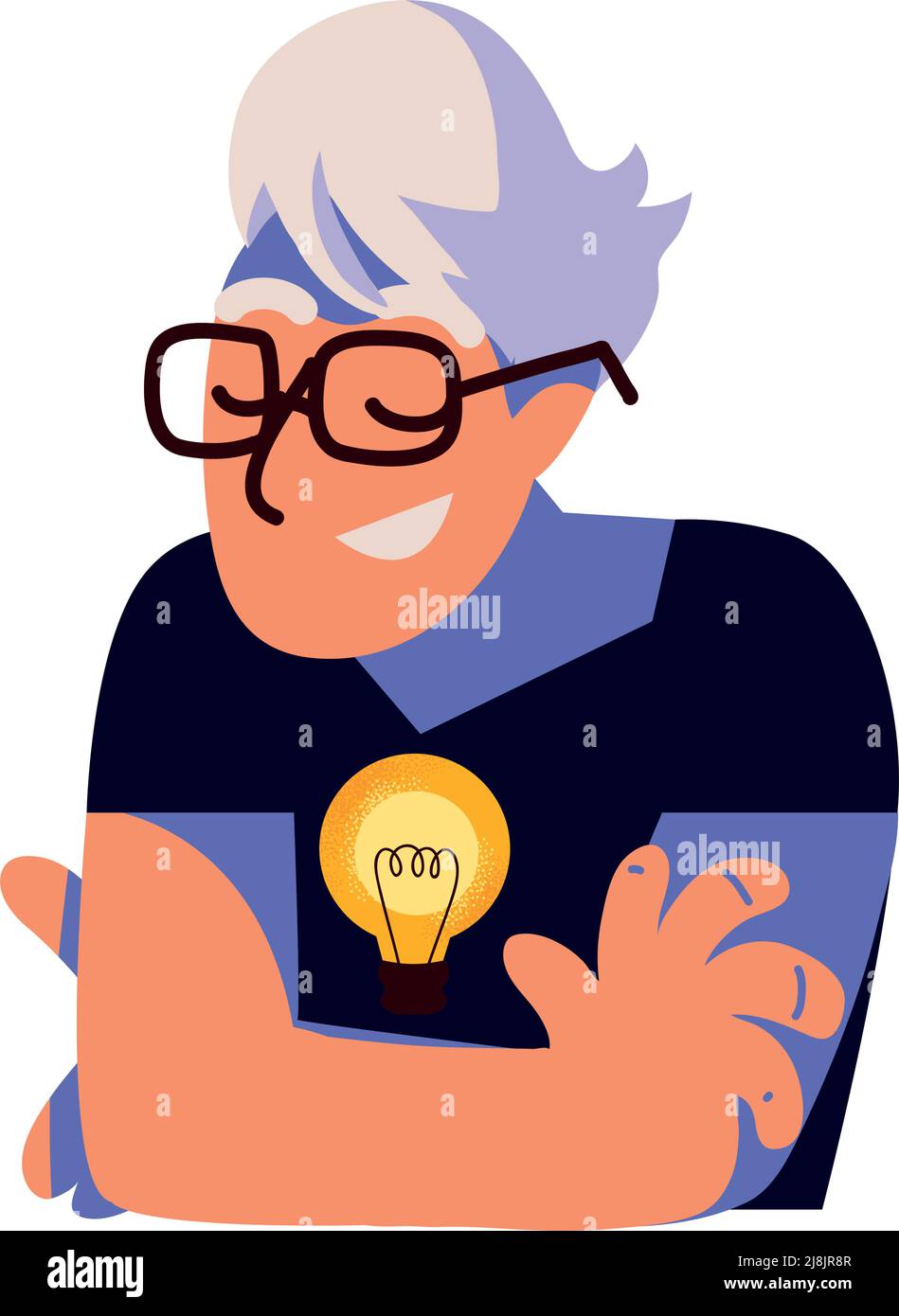 nerd man with bulb Stock Vector Image & Art - Alamy