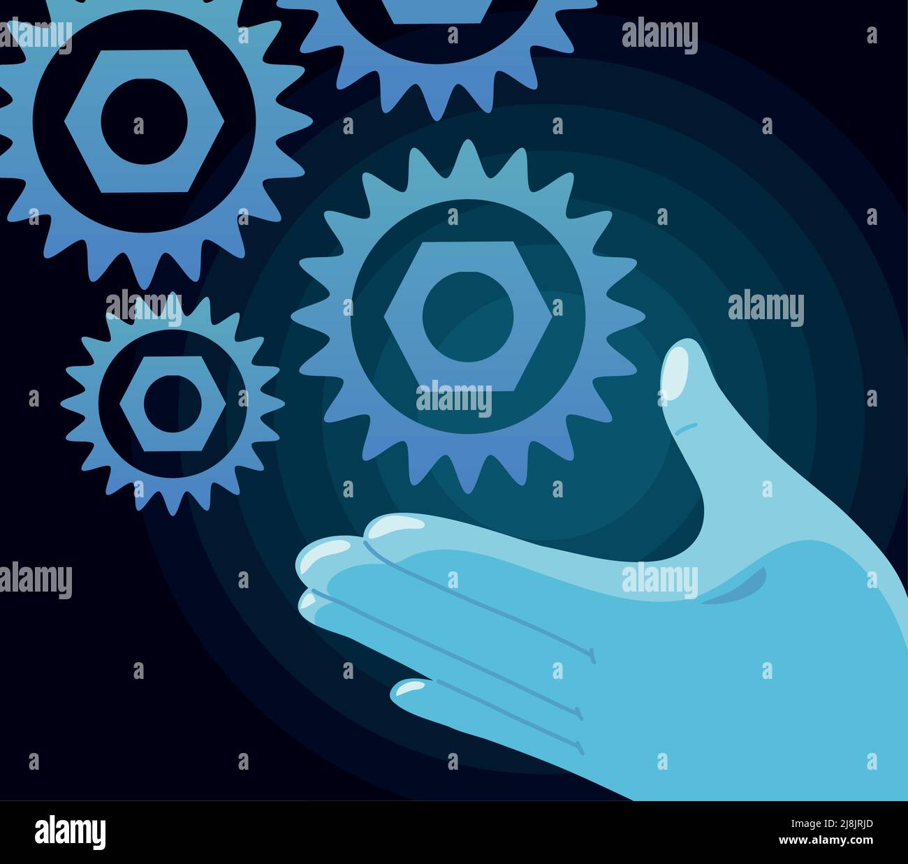 hand and gears Stock Vector Image & Art - Alamy
