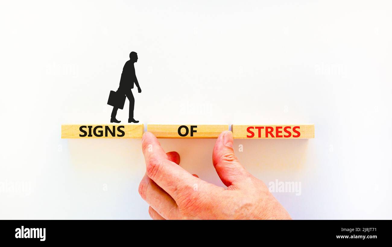 Signs of stress symbol. Concept words Signs of stress on wooden blocks ...