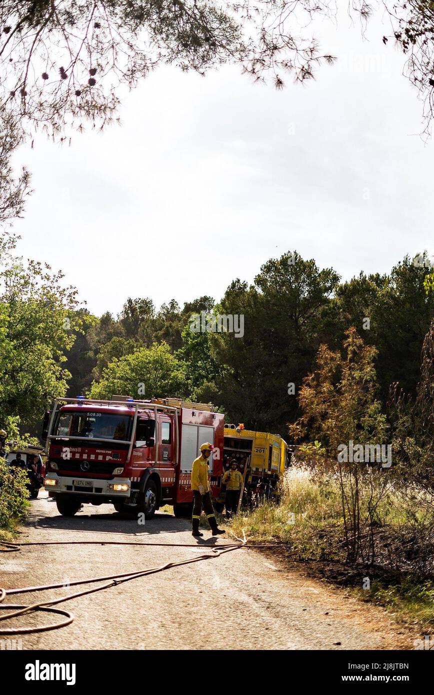 SANT Quinti de Mediona, Catalonia, Spain. 16th May, 2022. small fire ...