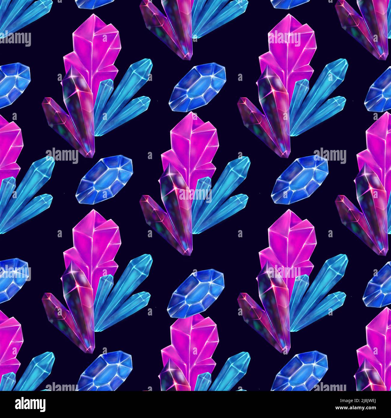 Beautiful magic crystals seamless pattern. Colorful hand drawn ...
