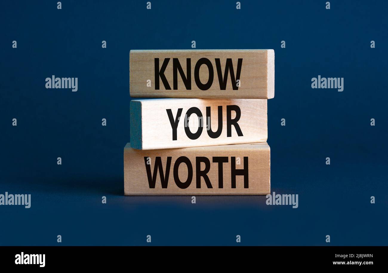 Know your worth symbol. Concept words Know your worth on wooden blocks ...
