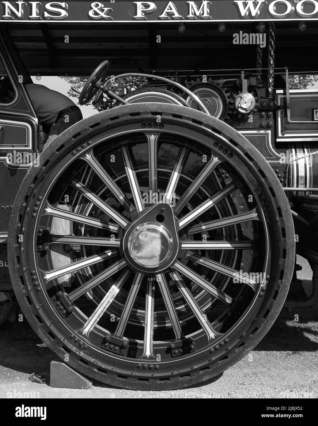 Black and White Study of Large Traction Engine Wheel Stock Photo - Alamy