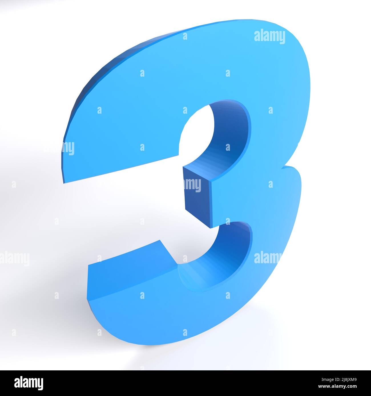 Number 3 in blue color, isolated on white background - 3D rendering ...