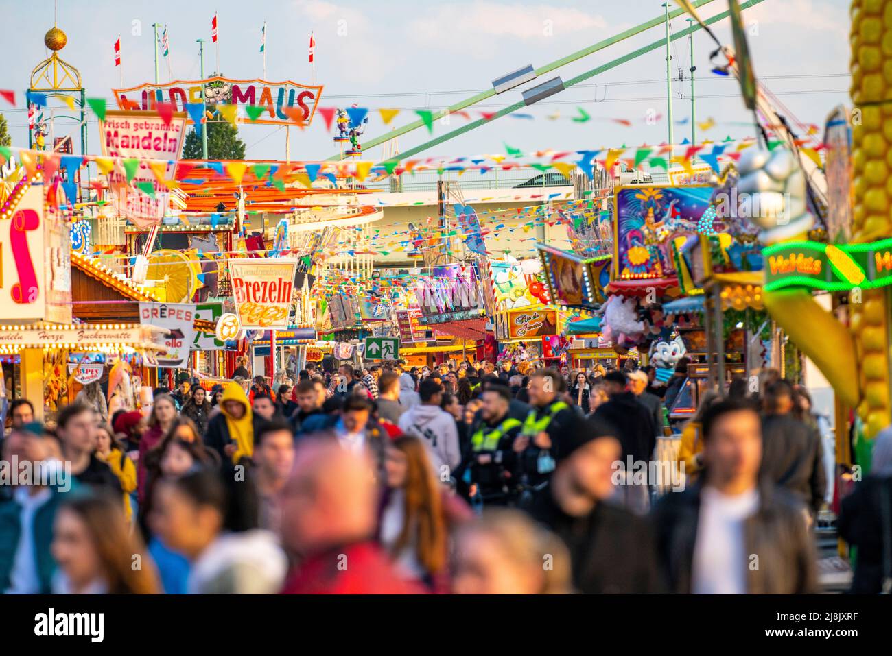 Rides, stalls, at the funfair, fair, spring fair, Easter fair, at the ...