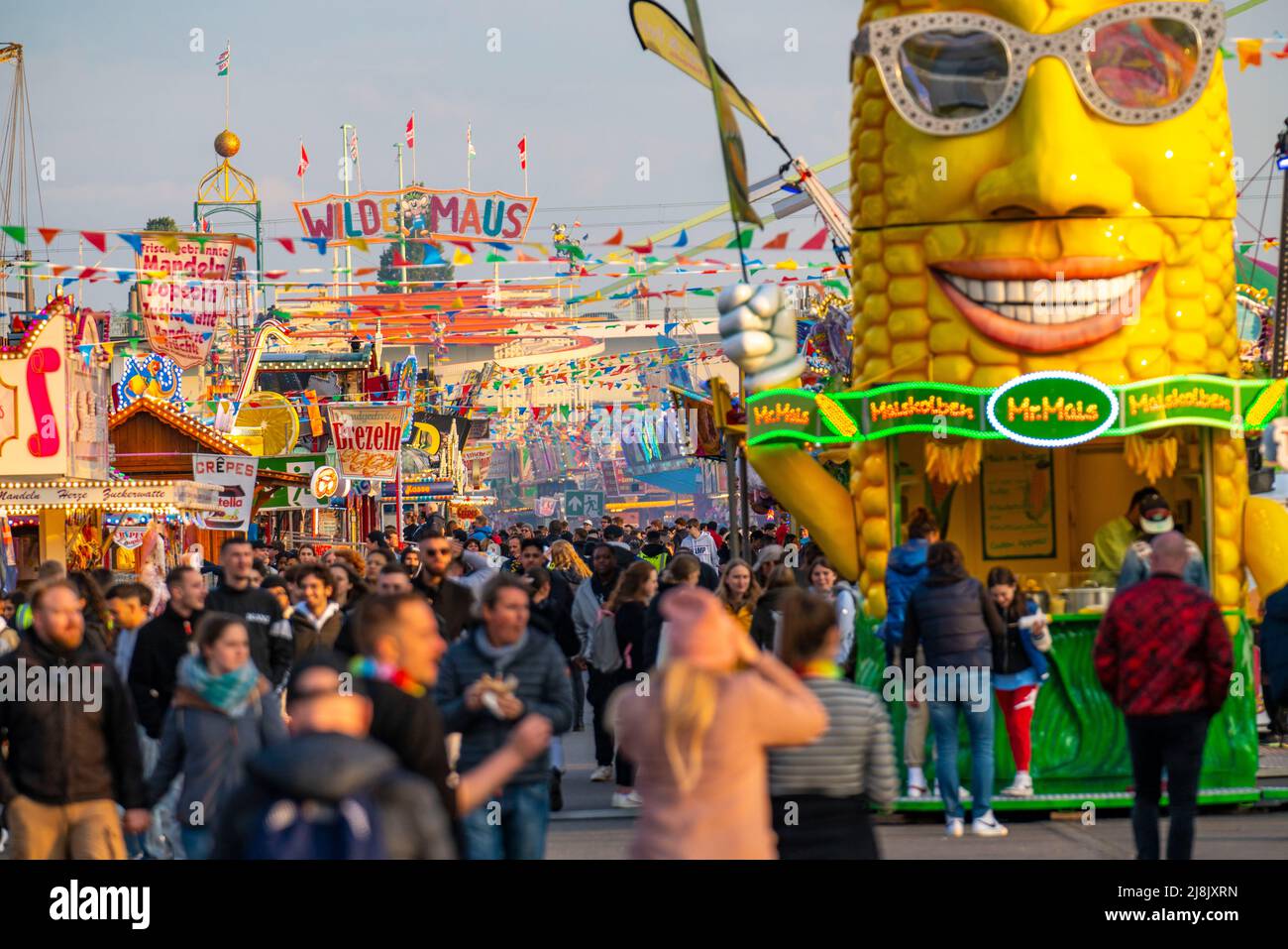 Rides, stalls, at the funfair, fair, spring fair, Easter fair, at the ...