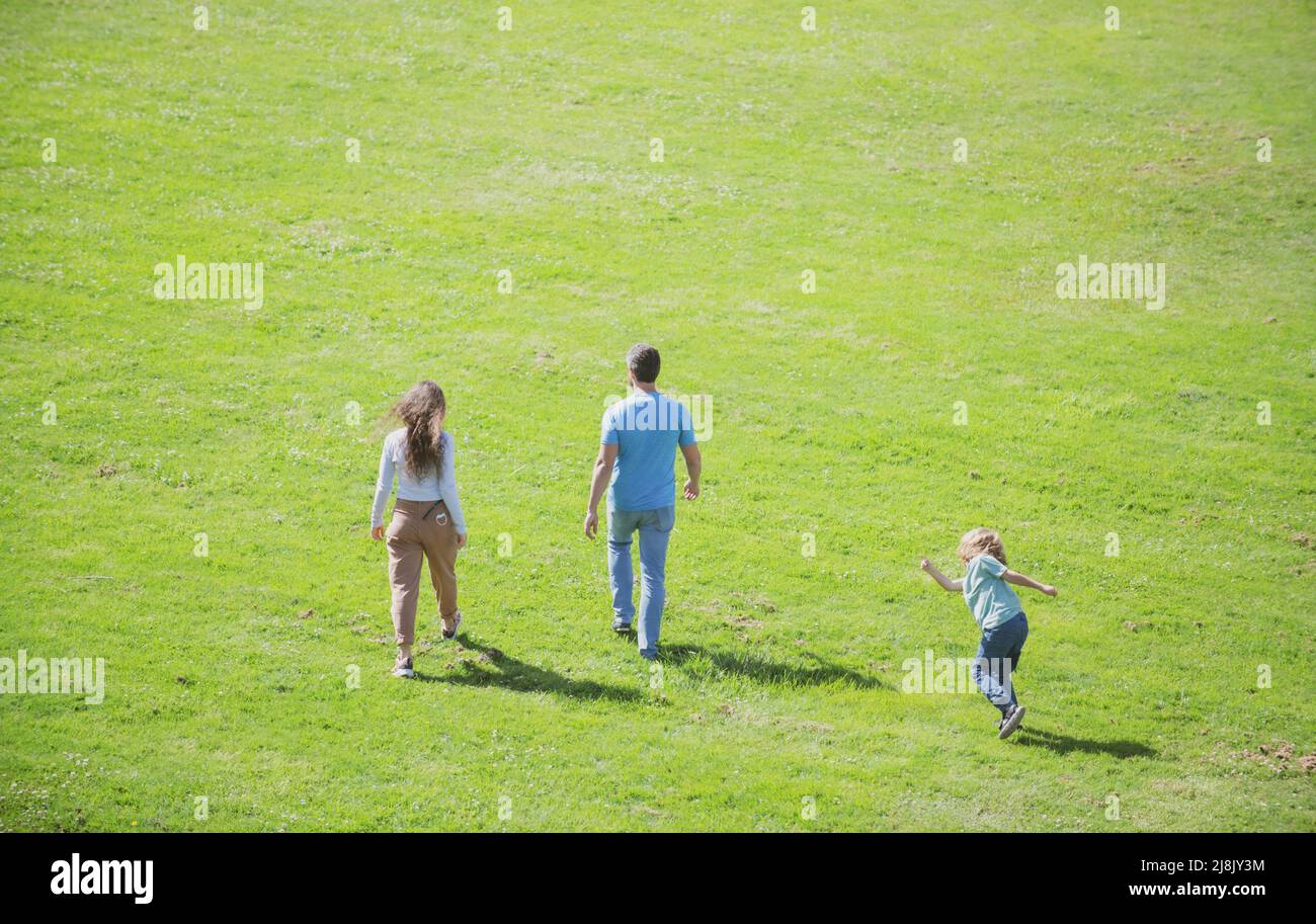 Family leisure time. Parents and children on vacation playing together ...