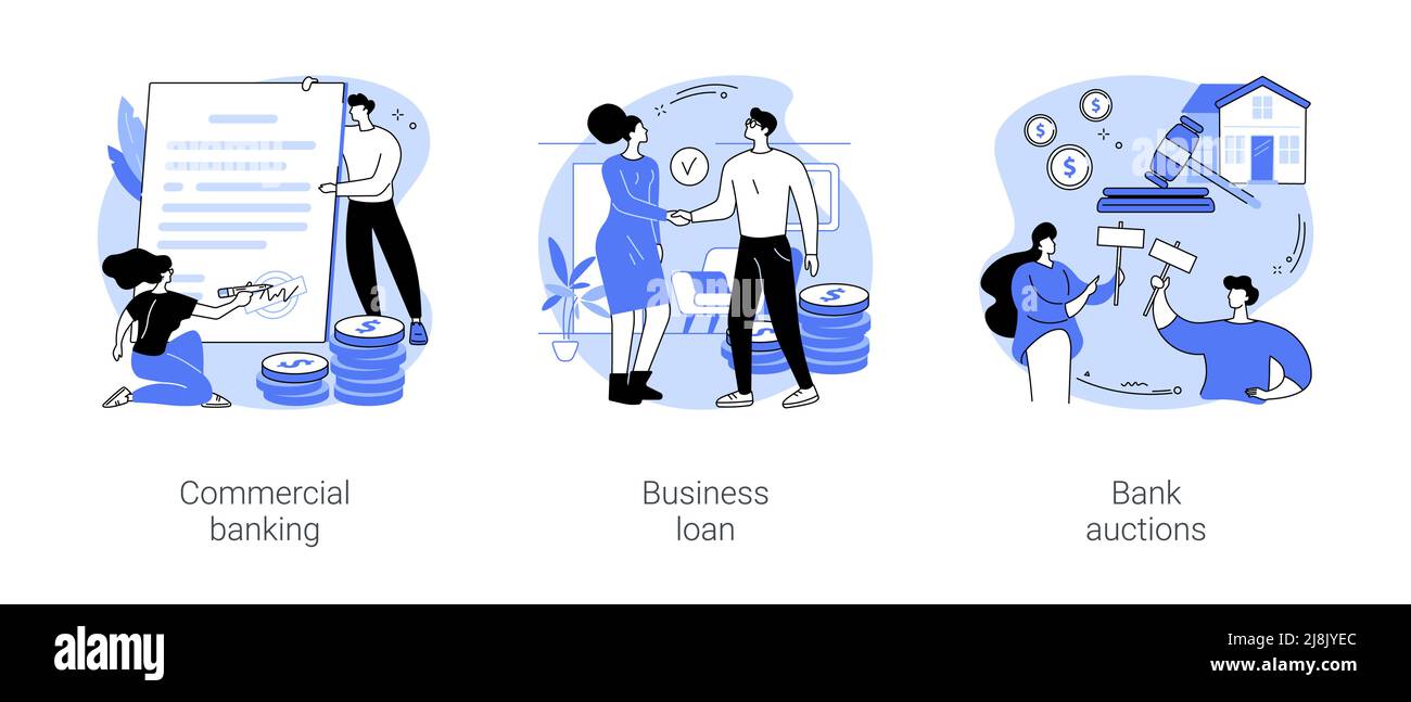 Bank services for business isolated cartoon vector illustrations se ...