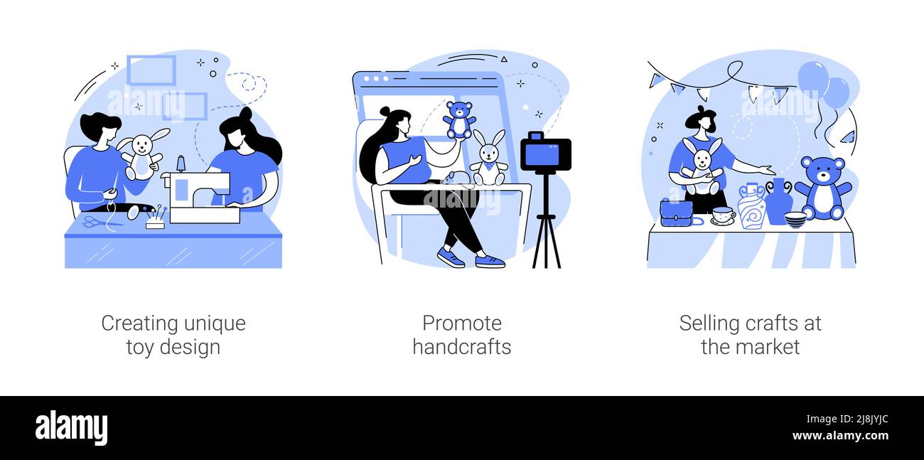 Selling handmade crafts isolated cartoon vector illustrations se Stock ...