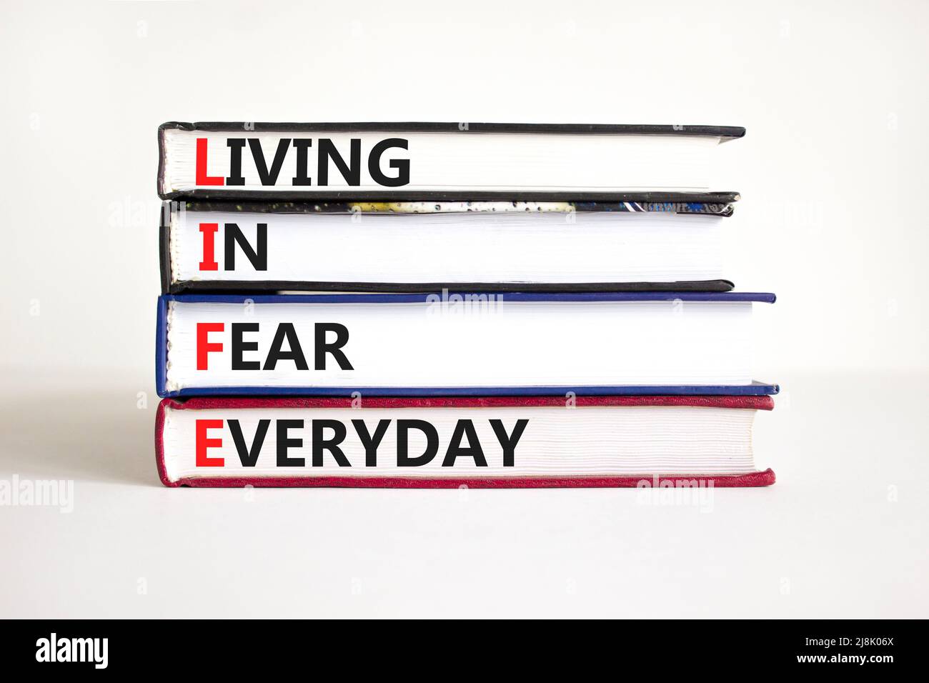 LIFE living in fear everyday symbol. Concept words LIFE living in fear ...
