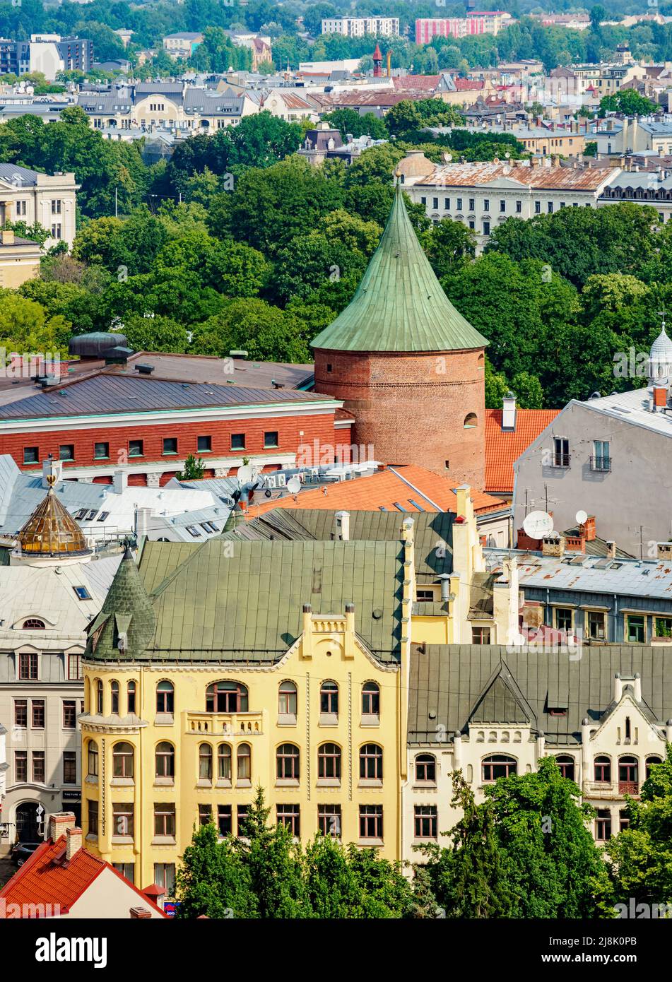 View towards the Cat house and Powder Tower, Riga, Latvia Stock Photo ...