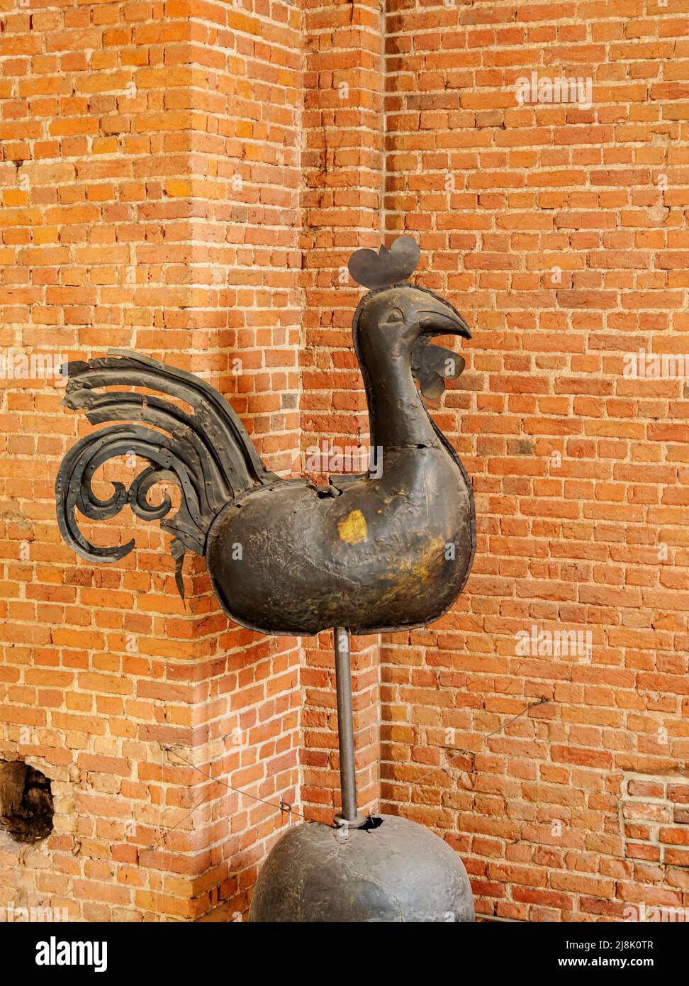 Metal Rooster, Saint Peter's Church interior, Riga, Latvia Stock Photo ...
