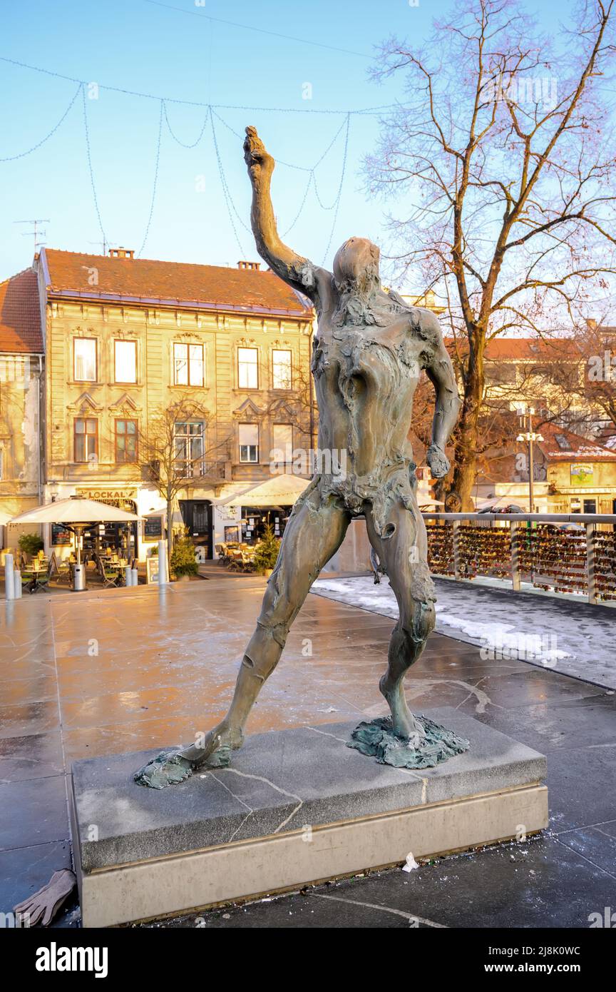 LJUBLJANA, SLOVENIA - FEBRUARY 15, 2022: Modern statue of a body by ...