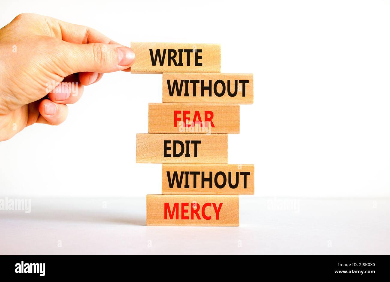 Write and edit symbol. Wood blocks with words Write without fear edit ...