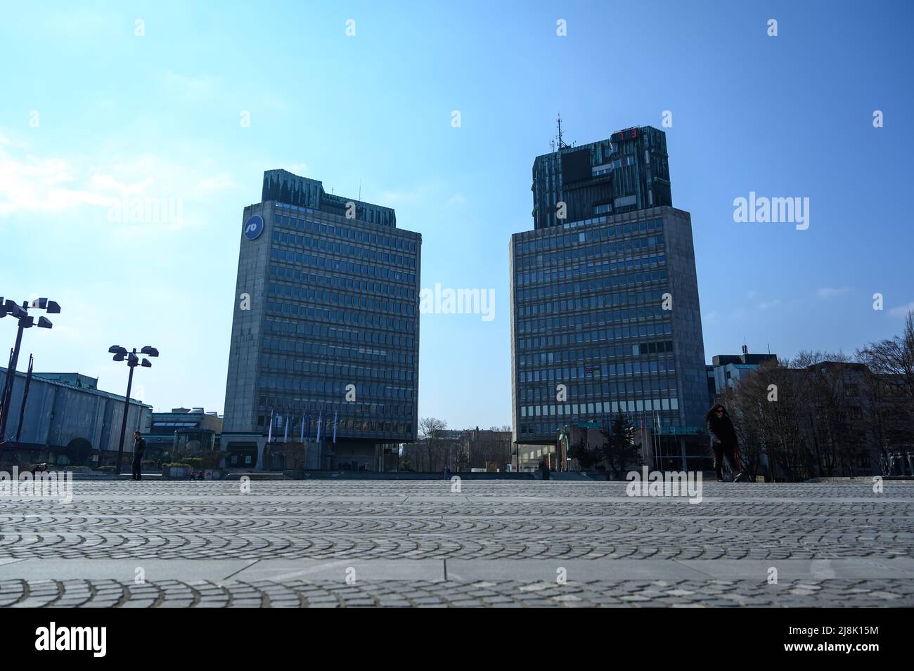 LJUBLJANA, SLOVENIA - FEBRUARY 15, 2022: Republic Square Trg Republike ...