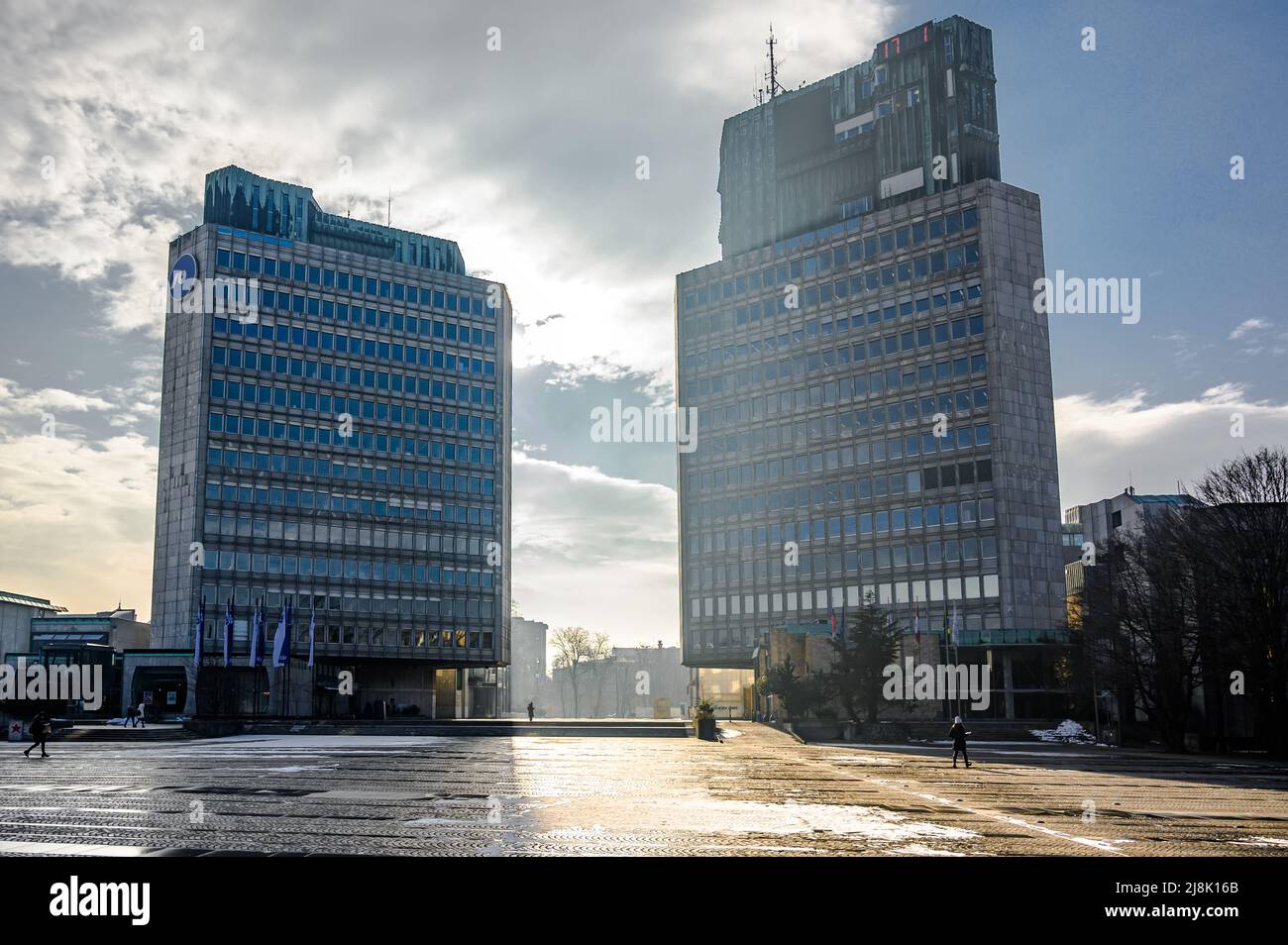 LJUBLJANA, SLOVENIA - FEBRUARY 15, 2022: Republic Square Trg Republike ...