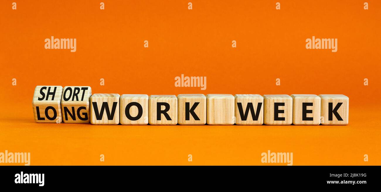 Short or long work week symbol. Turned wooden cubes and changed concept ...