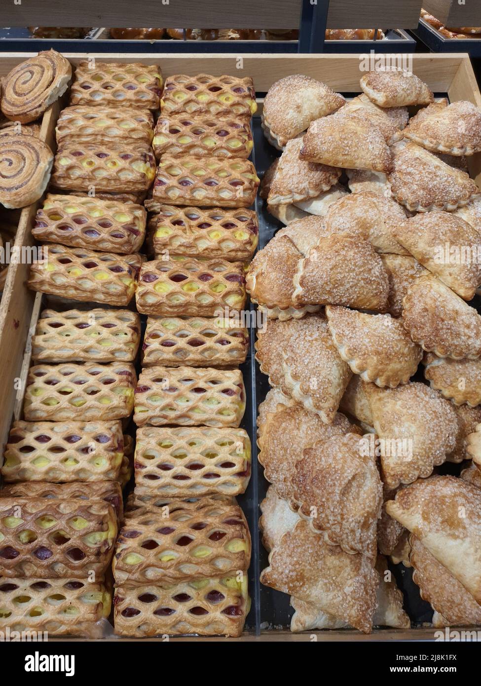 Freshly baked sweet frozen puff shortcrust pastry with jam, vanilla ...