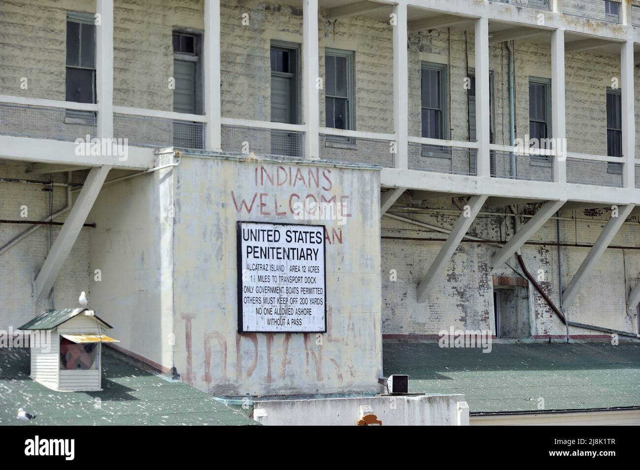 arrivals area of the prison island Alcatraz, USA, California, San ...