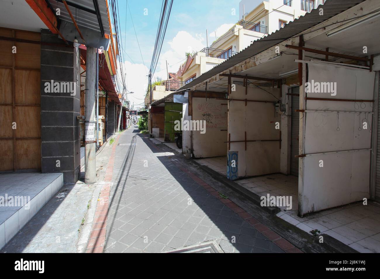 Shut down shops and cafe's on Poppies Lane 1 in Kuta, Bali, Indonesia ...