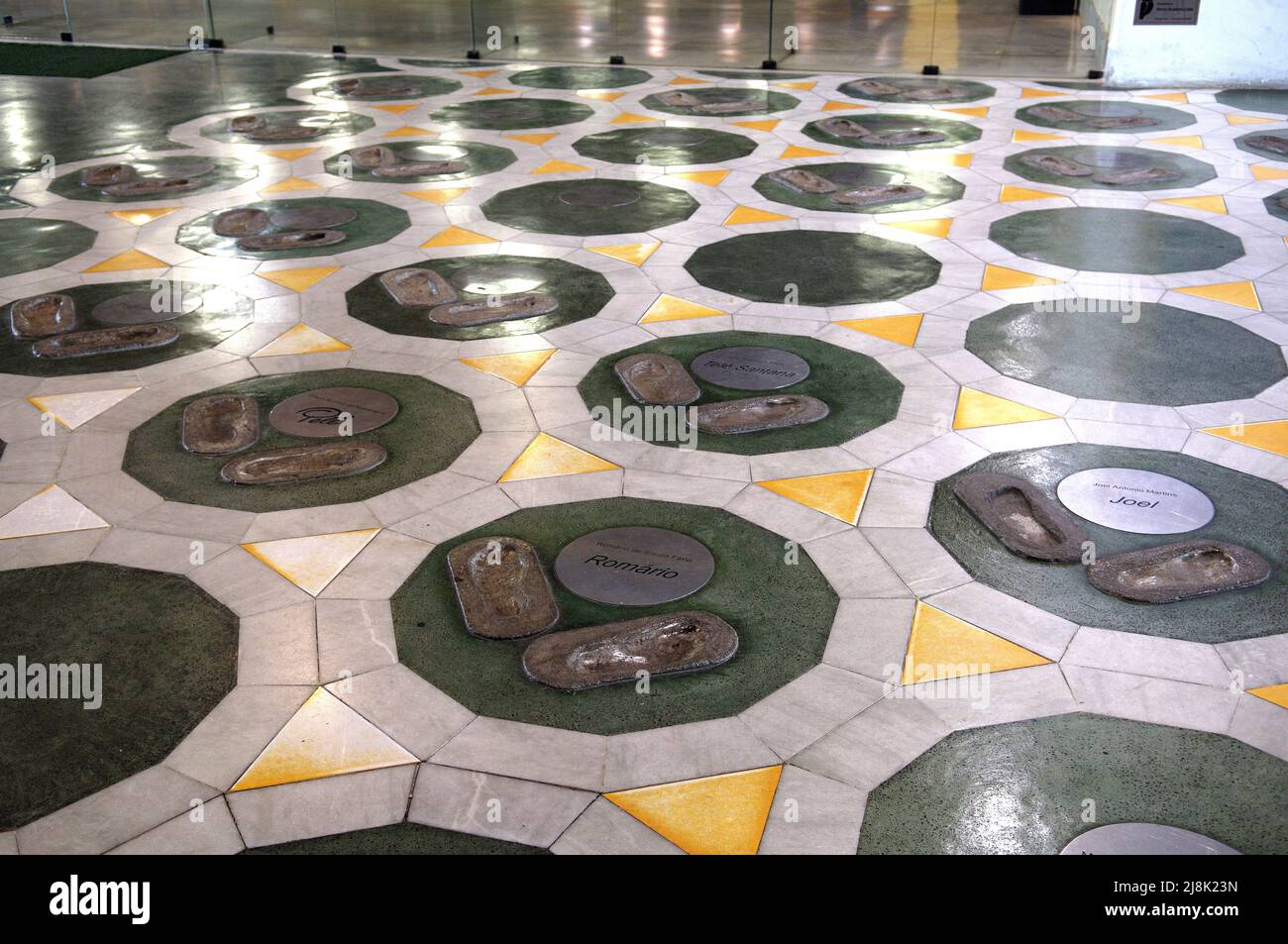 foot prints of famous socker players in the hall of fame in Maracana ...