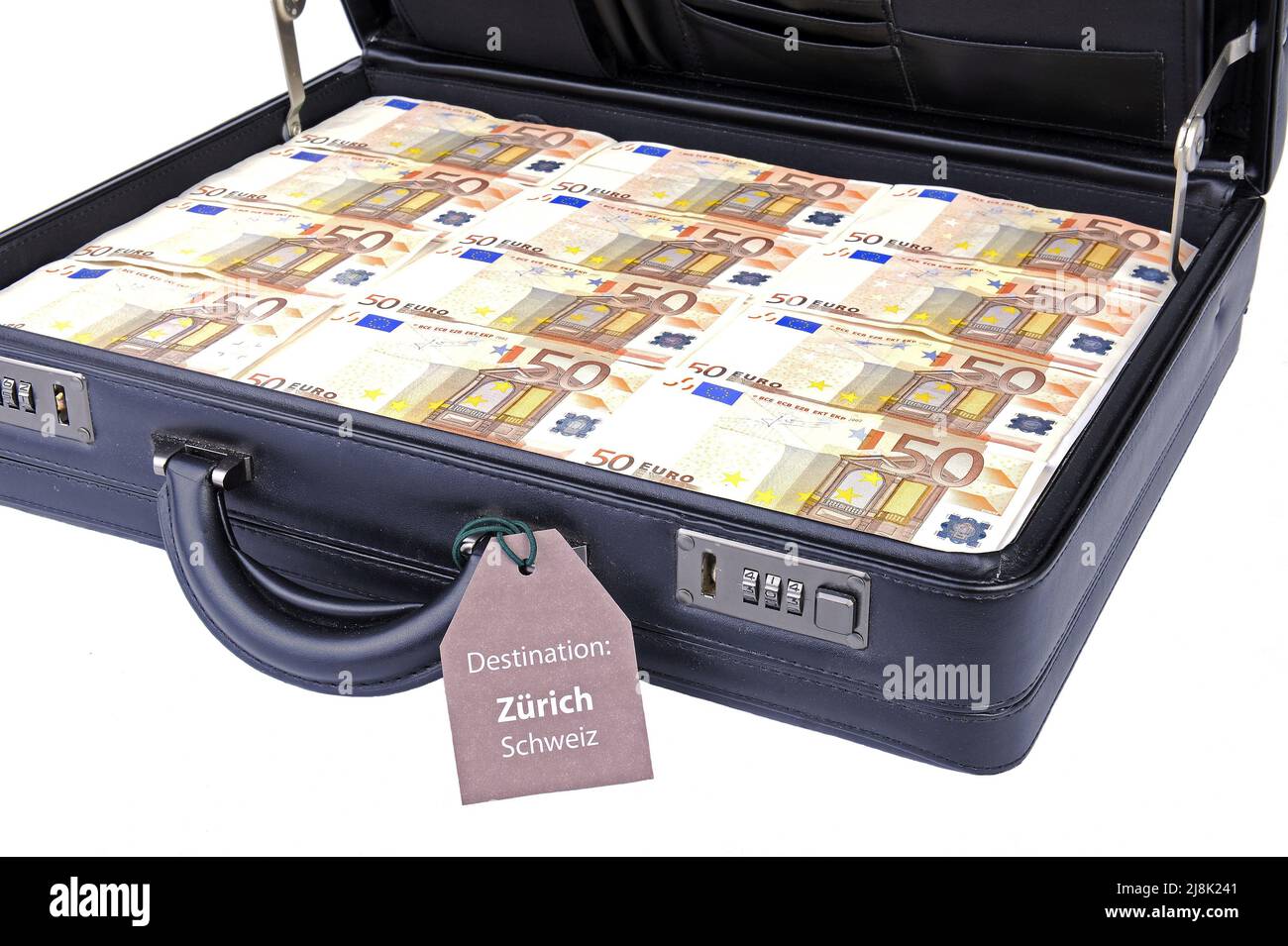 case full of 50 Euro bills, destination Zurich, Suisse Stock Photo - Alamy
