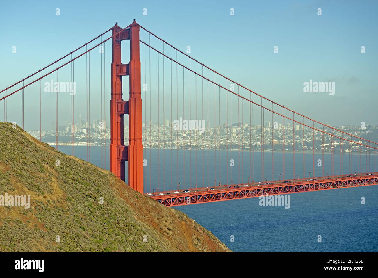 Golden Gate Bridge in evening light, USA, California, San Francisco ...