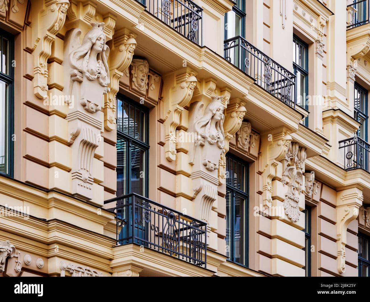 Art Nouveau Architecture, 13 Albert Street, Riga, Latvia Stock Photo ...