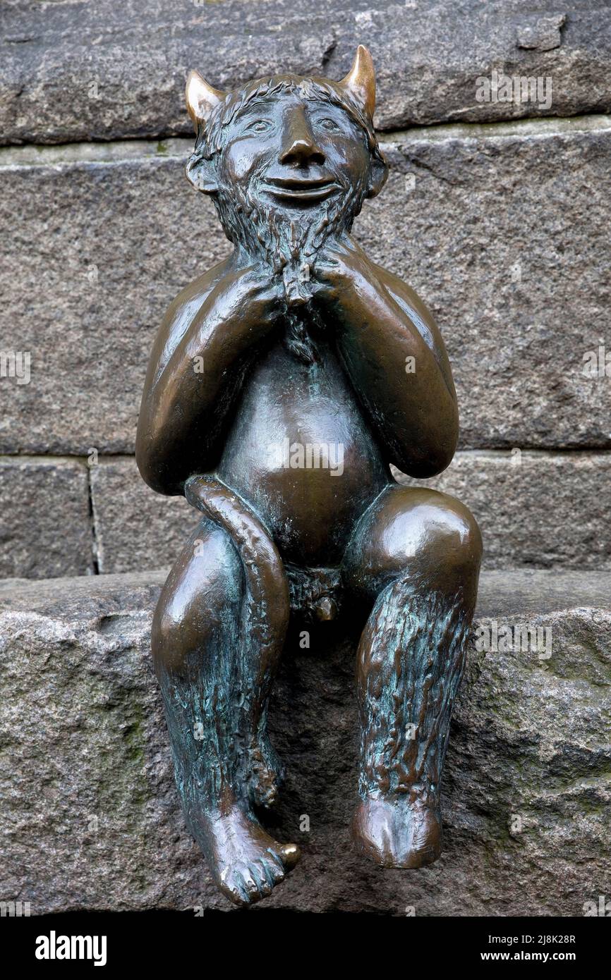 Devil on the devil stone, Mary graveyard in front of church St. Mary ...
