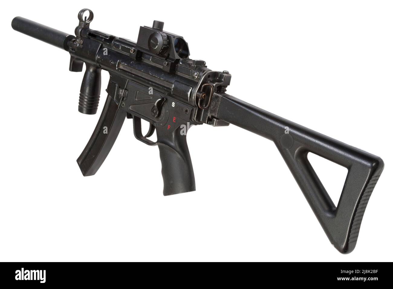 Famous weapon - german submachine gun MP5 with silencer isolated on ...