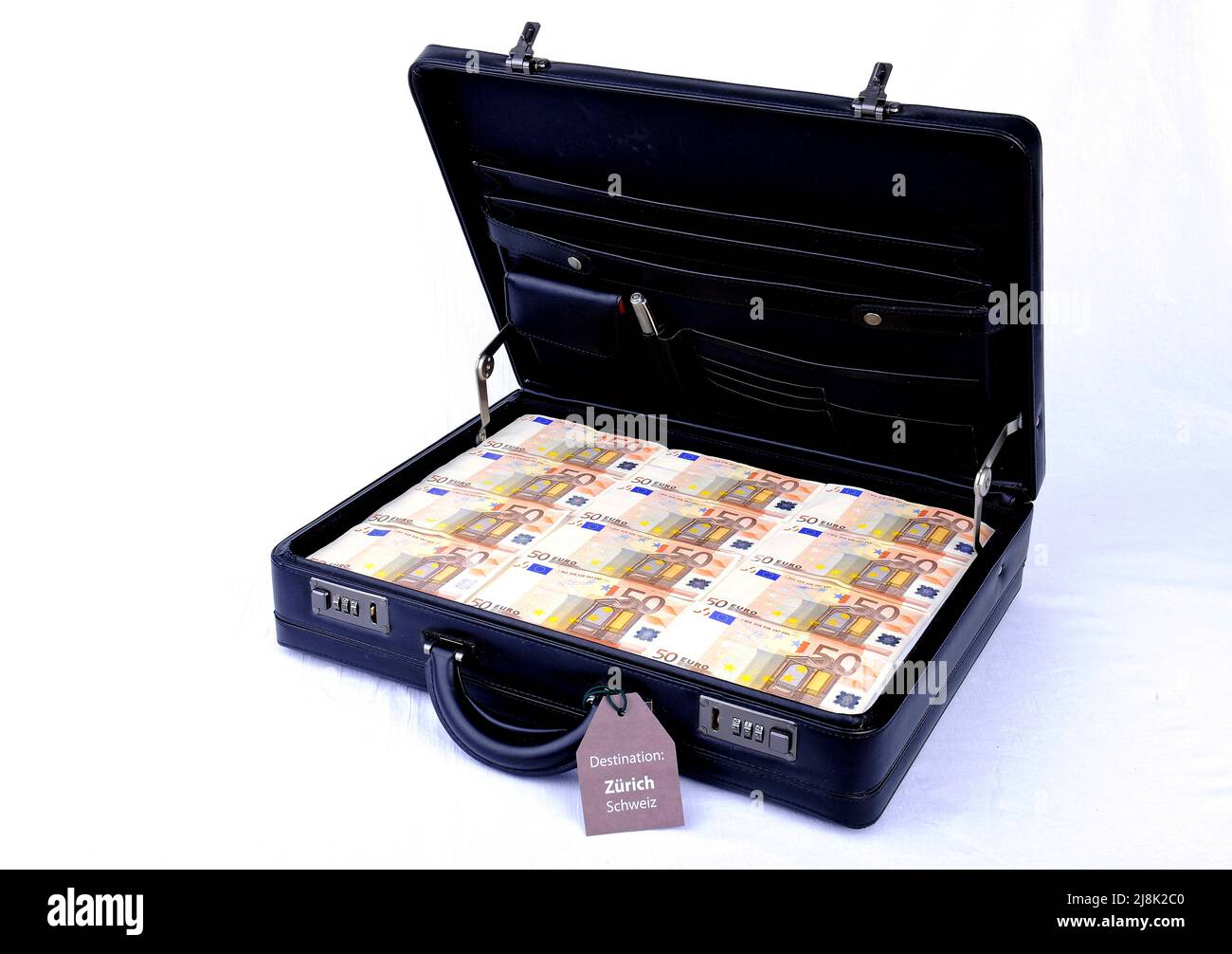 case full of 50 Euro bills, destination Zurich, Suisse Stock Photo - Alamy