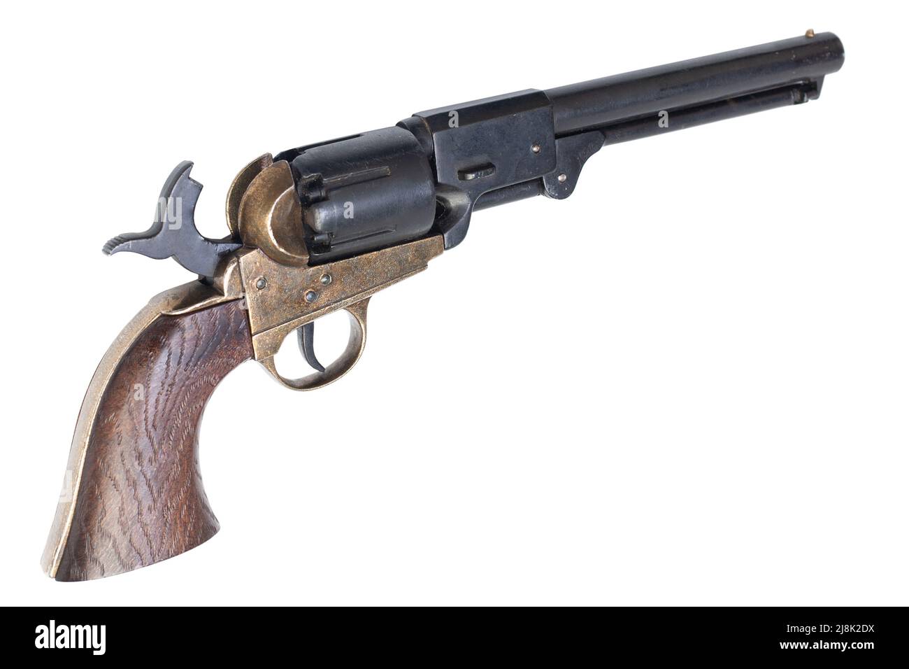 Old West Gun - Cocked and Locked Army Revolver isolated on white ...