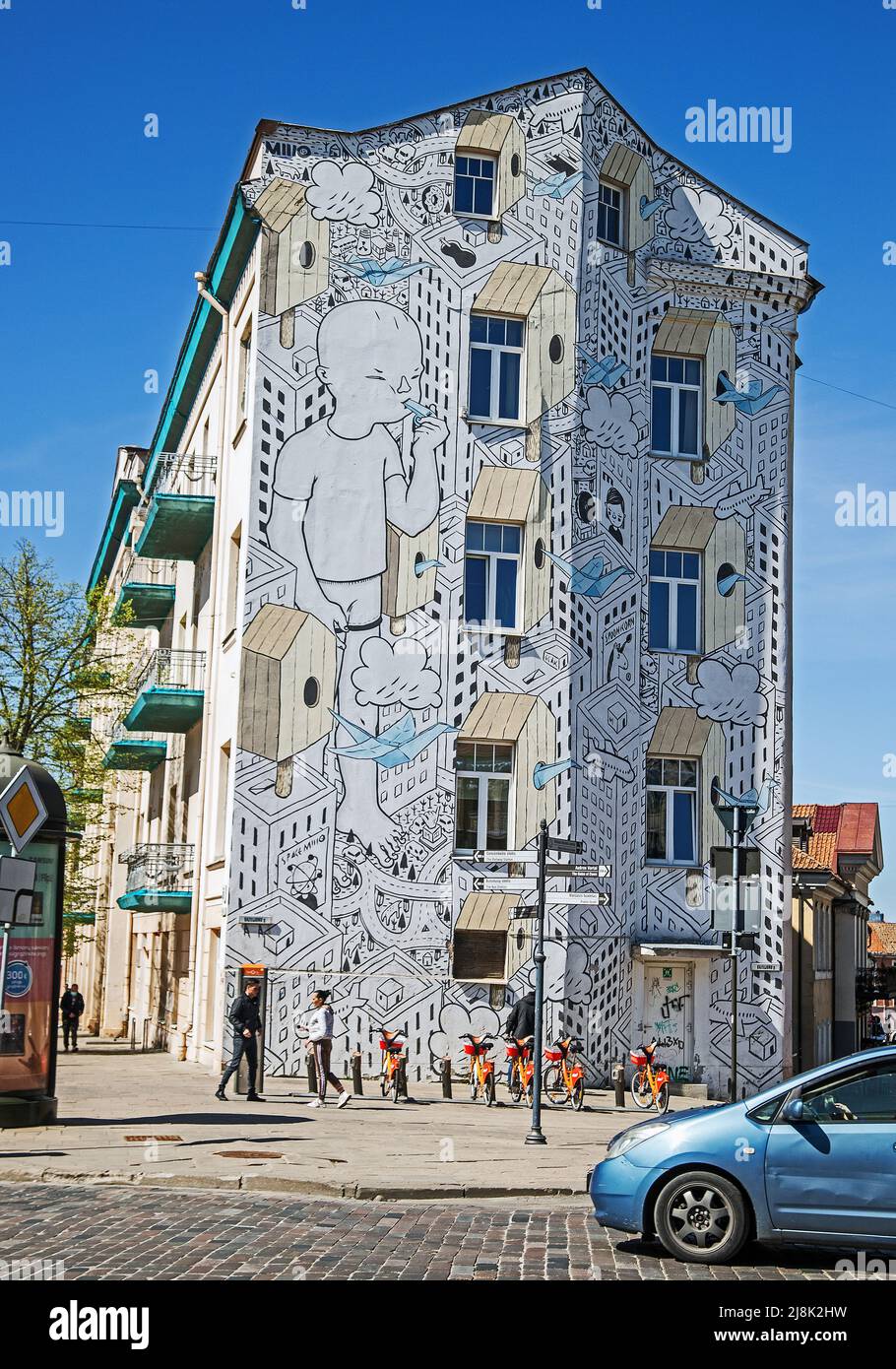 Mural by Millo Italian artist Francesco Camillo Giorgino in Vilnius ...