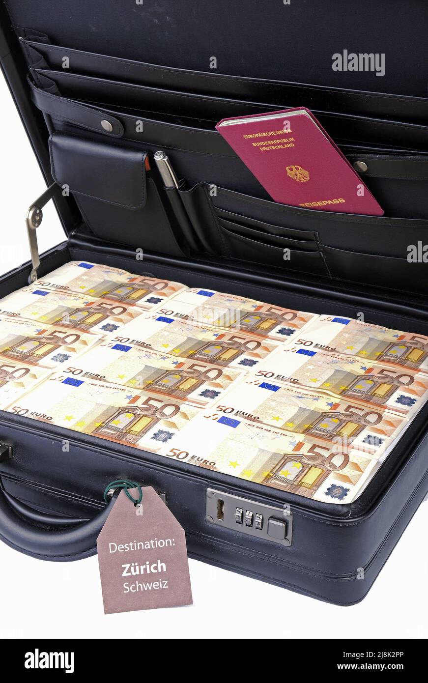 case full of 50 Euro bills, with German identity card, destination ...