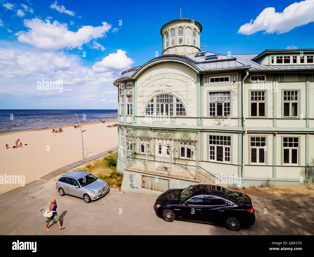 Art Nouveau Bath House at Majori Beach, Majori, Jurmala, Latvia Stock ...