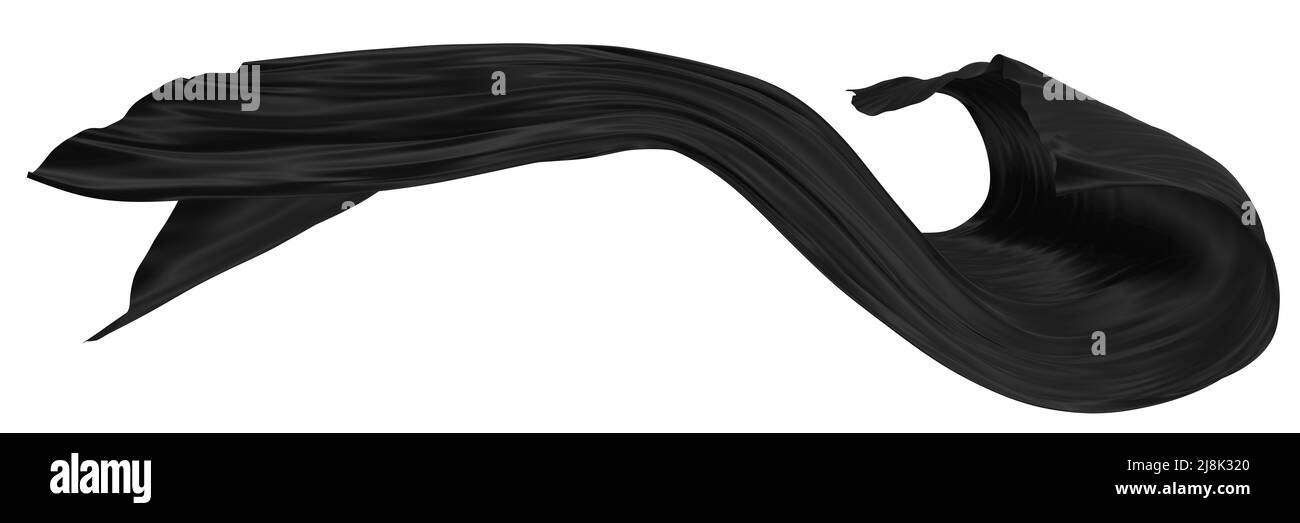 Beautiful flowing cloth flying in the wind. White wavy silk or satin ...