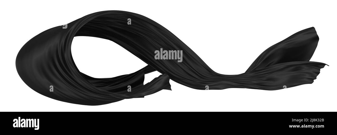 Beautiful flowing cloth flying in the wind. White wavy silk or satin ...