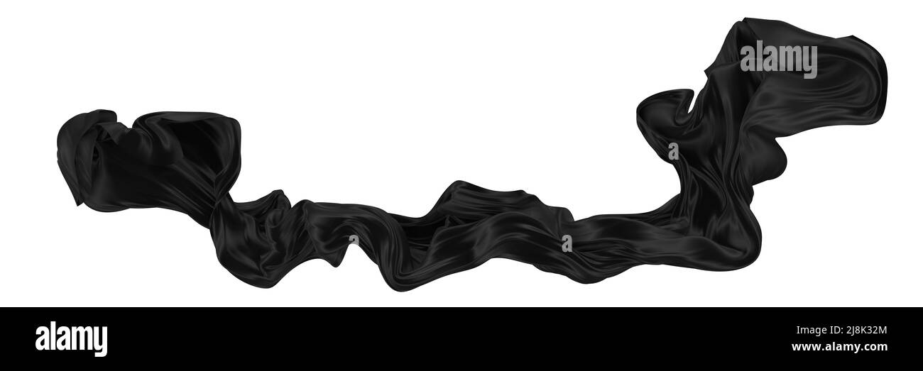 Beautiful flowing cloth flying in the wind. White wavy silk or satin ...