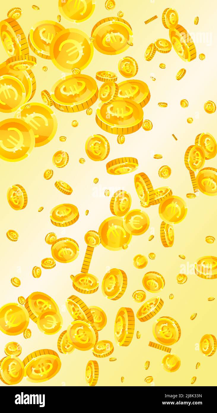 European Union Euro coins falling. Original scattered EUR coins. Europe ...