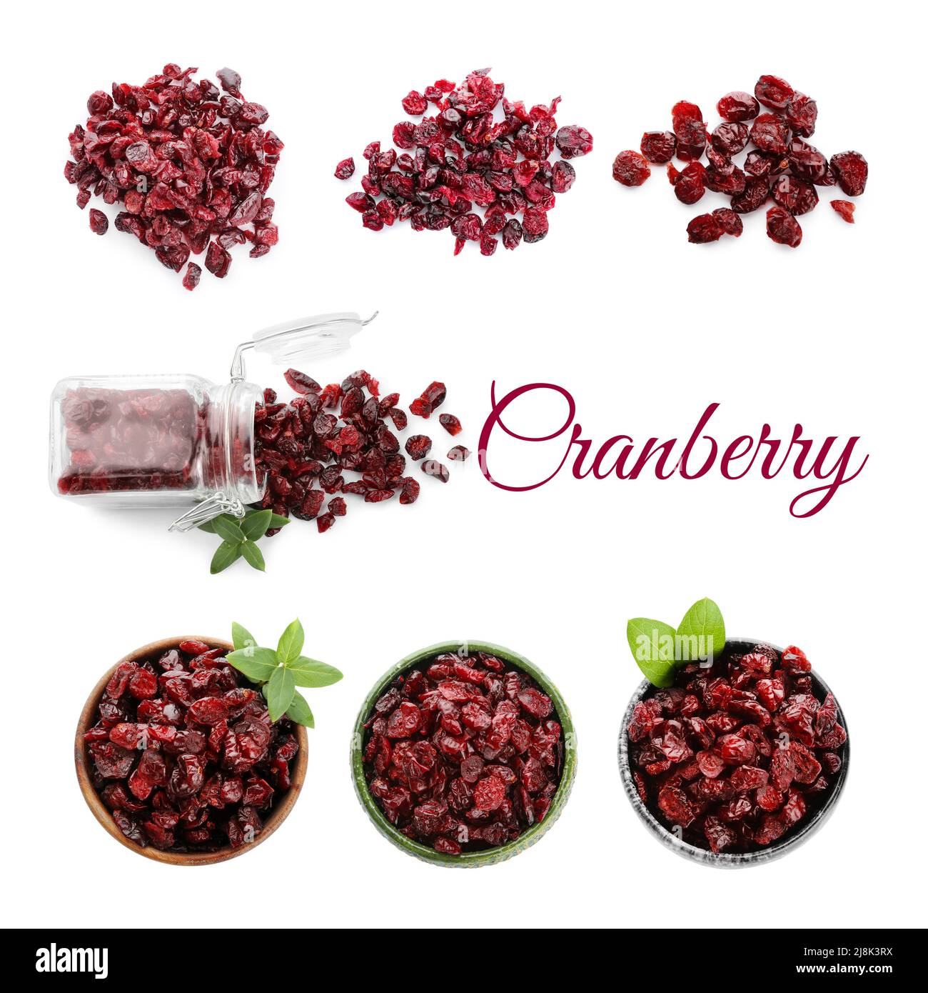 Set of dried cranberries on white background Stock Photo - Alamy