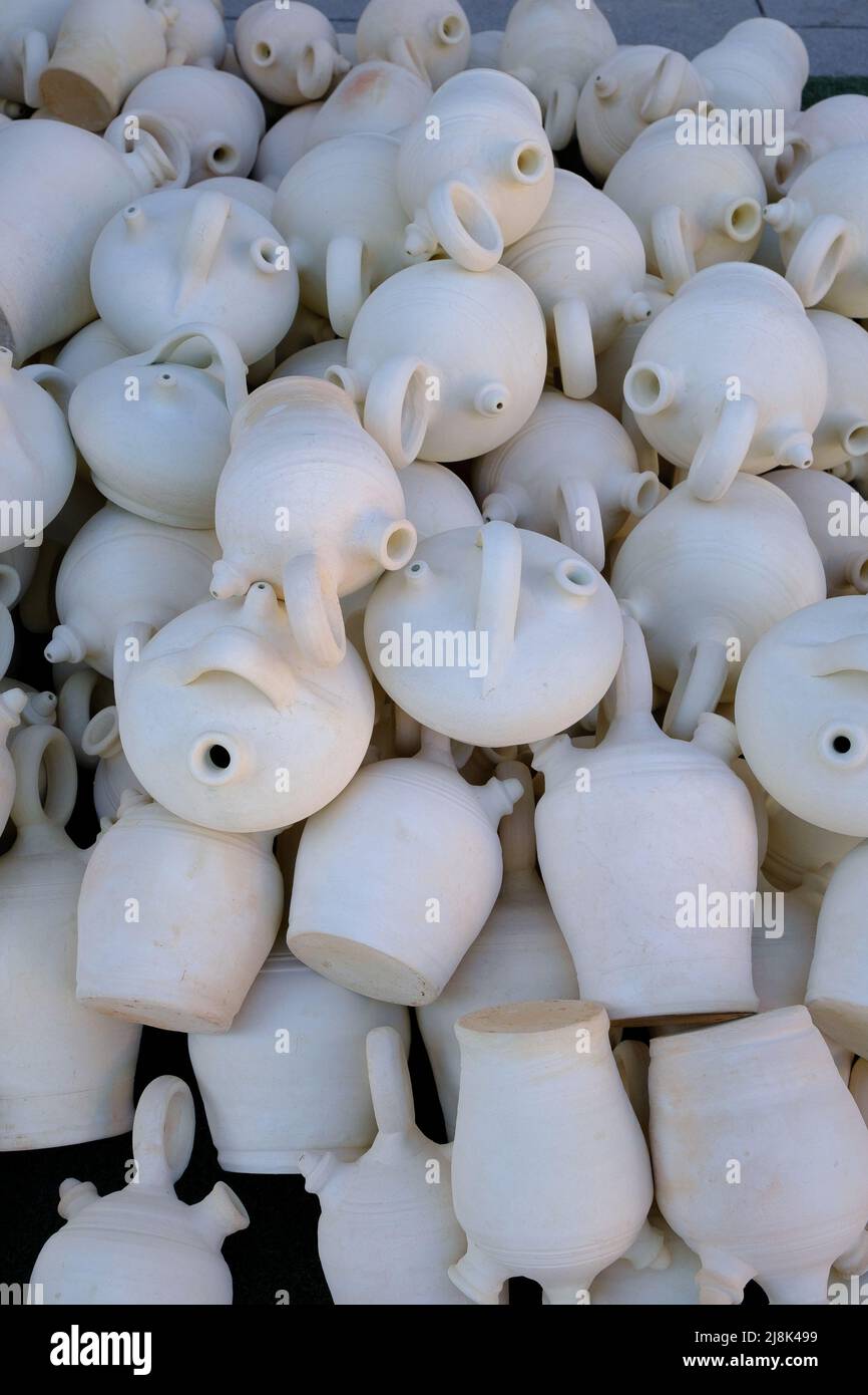 Madrid, Spain. 16th May, 2022. jugs (botijos) of pottery exhibited at ...