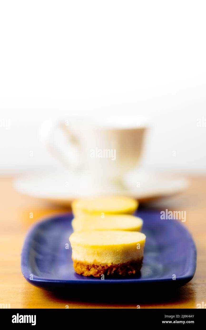 Small round homemade cheesecakes served with tea for a snack Stock ...