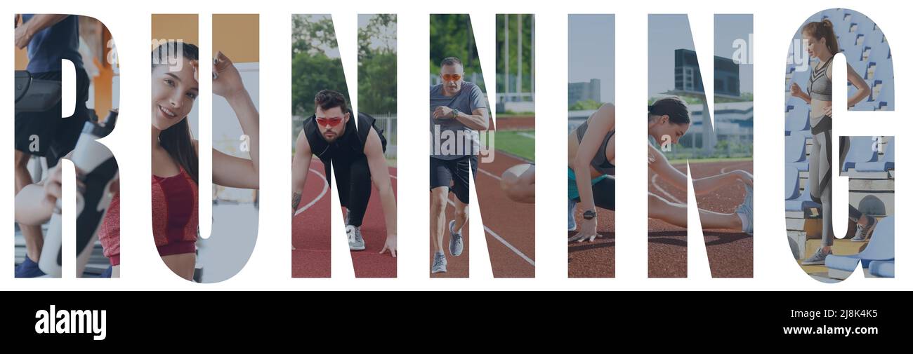 Word RUNNING on white background Stock Photo - Alamy