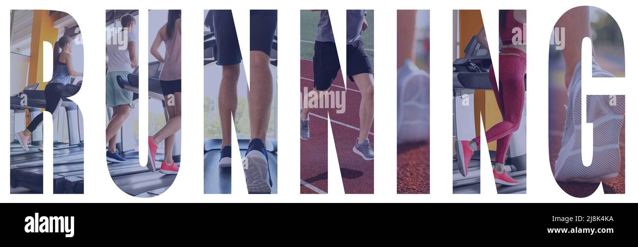 Word RUNNING on white background Stock Photo - Alamy